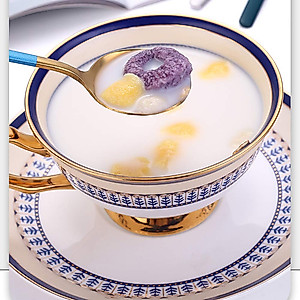 Spoons Cutlery, 18/10 Stainless Steel Korean Spoons 6 Pieces Soup Spoons (Green Gold)