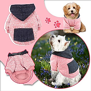 Dog Shirt Large Size Dog Female Pet Autumn and Winter Pocket Sweatshirt Color Hooded Two-Legged Fleece Warm Clothing Dog Sweater Medium Sized Dog Girl