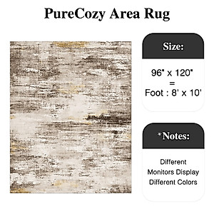 PureCozy Brown 8x10 Area Rug Modern Abstract Washable Large Living Room Carpet Indoor Bedroom Accent Rug Dining Room Office Non Slip Neutral Low Pile Throw Rug