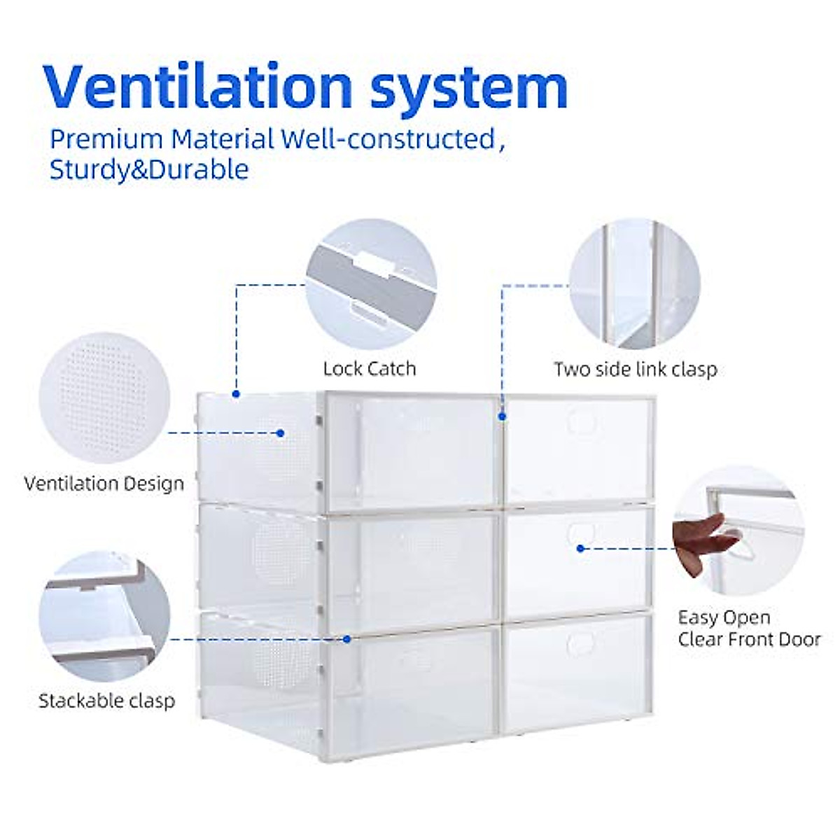 XZLGUJI 1 Pack Shoe Storage Box-Multi-function Storage Bins,Clear Plastic Stackable Shoe Organizer for Closet ,Drop Front Shoe Box. (white (1 Pack))