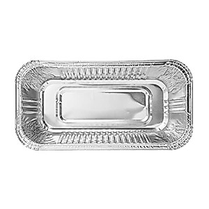 Restaurantware Foil Lux 12.5 x 6.5 Inch Loaf Foil Pans 25 Oven-Ready Foil Trays Lids Sold Separately 1/3 Third-Size 5 LB Silver Aluminum Disposable Baking Pans Freezable