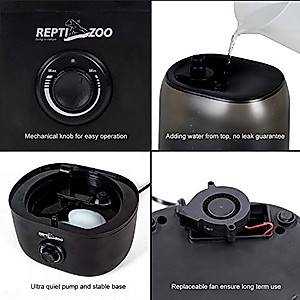 REPTI ZOO 4L Reptile Humidifier, Upgrade Reptile Fogger Large Reptile Mister Tank Terrarium Humidifier Fogger for Reptiles Amphibians Herps Vivarium