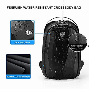 FENRUIEN 17.3 Inch Laptop Backpack, Hard Shell Sling Bag, Black