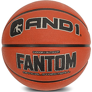 AND1 Fantom Rubber Basketball - Official Size Streetball, Made for Indoor and Outdoor Basketball Games - Sold Deflated (Pump NOT Included), Orange, Size 7
