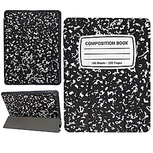 Hi Space for iPad 9th 8th 7th Generation Case for iPad 10.2 Case 2021 2020 2019 Composition Notebook with Pencil Holder, Book Trifold Protective Shockproof Cover with Auto Sleep Wake for A2270 A2428