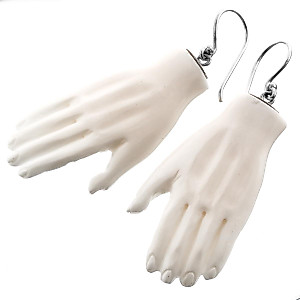 Frida Khalo Buffalo Bone Hand Carving 925 Sterling Silver Earrings, 1 3/4"