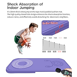 LERYG Jump Rope Mat Shockproof Exercise Skipping Mat All-Purpose Extra Thick High Density Anti-Tear Exercise Yoga Mat, Non Slip Jump Rope Mat for Indoor and Outdoor in Purple