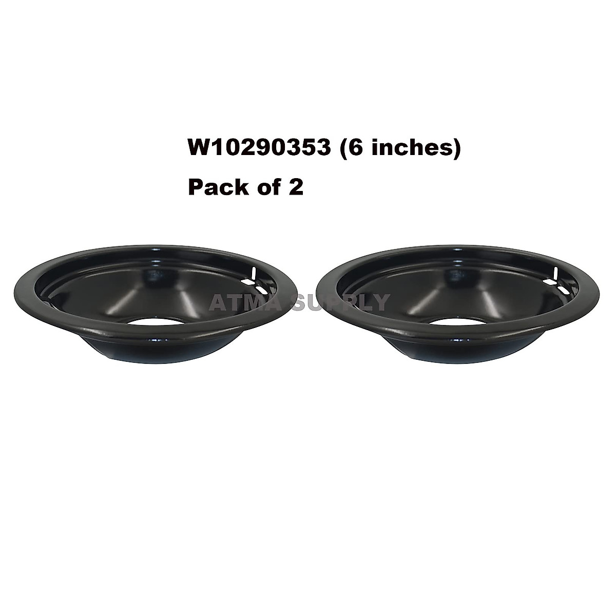W10290350 and W10290353 Range Cooktop Porcelain Drip Pans Set Compatible with Whirlpool Includes 2 8-Inch and 2 6-Inch Pans,4pack, Black