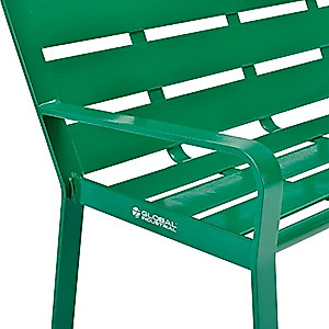 Global Industrial 4' Horizontal Steel Slat Outdoor Park Bench with Back, Green