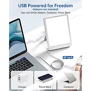 SUXIO Light Therapy Lamp - 10000 Lux Therapy Light, 3 Timing & Mode Happy Lamp, Touch Control Daylight Lamp with Memory Function, Portable Light Therapy Box for Home/Office Use As Lift Mood