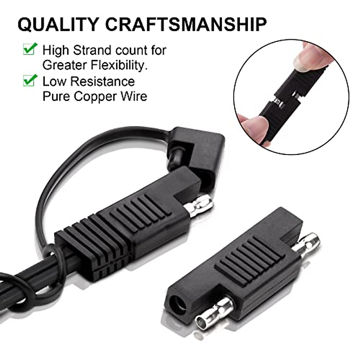 Geosiry 3FT 16 AWG SAE Extension Cable, SAE Cable with Dustproof Cap for Solar Panel Motorcycle Automotive RV Battery (3FT)