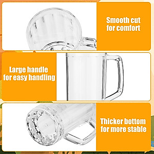 Mifoci 30 Pcs Clear Plastic Beer Mug with Handles 16 oz Reusable Acrylic Beer Stein Bulk Glasses Beer Drinking Cups Dishwasher Safe for Bar Home Hotel Cocktail Juice Alcohol Soda Party