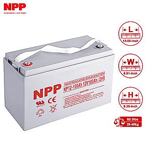 NPP NP12-100Ah 12 Volt 100Ah Battery, Sealed Lead Acid 12V 1200WH Battery M6 x 20(T16A) Marine Rechargeable Replacement Battery for RV, Solar, Trolling Motor, Travel Trailer, Energy Storage, Off Grid