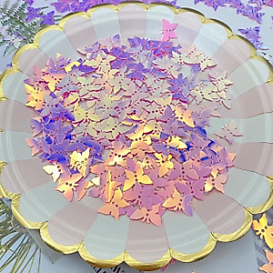 800 Pieces Holographic Butterfly Party Glitter PVC Confetti for Handicrafts, Card DIY, Engagement Wedding Bridal Shower Birthday Valentines Party Decorations (Pink)