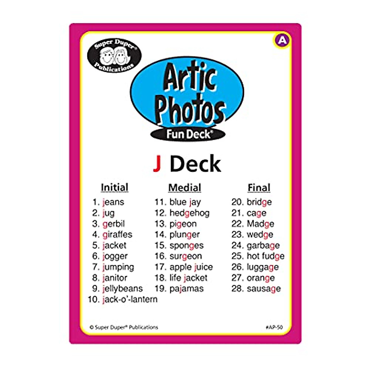 Super Duper Publications | Articulation Photos J Fun Deck Flash Cards | Educational Learning Resource for Children