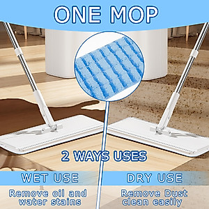 Premium Replacement Microfiber Pad for Universal Mop Head System - Heavy Duty - 4 Pack Wet & Dry Commercial Cleaning Refills Reusable Mop Refills Fit for Most Microfiber Flat Mop System 18"