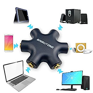 bairutong 5-Jack Multi Headphone Audio Splitter,Headphone Jack Splitter,Audio Splitter with 3.5mm Stereo Cable 20cm & 100cm,5-Pack