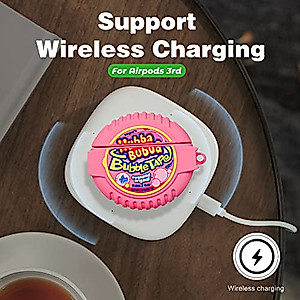 Mulafnxal Case for Airpods 3 3rd Generation Cute Soft Silicone 3D Funny Fun for Air pod 3 (2021) Cover Unique Fashion Food Design Skin Cartoon Ring Kits Cases for Kids Boys Girls Teen (Bubble Gum)