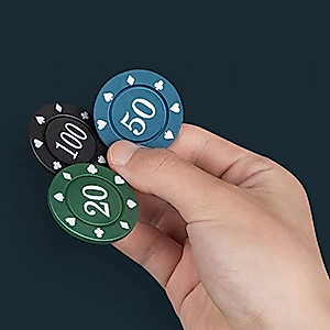 IXIGER Poker Chips,Denomination Poker Chips Set with Black Velvet Pouch Bag,Plastic Learning Counters Disks and Learning Math Counting Chips,Game Night Party Supplies(100pcs)