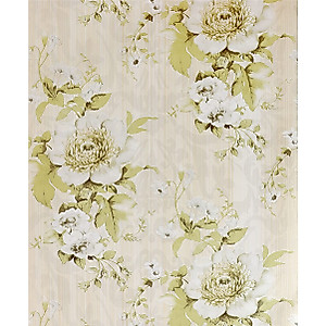 HDsticker Decorative Self Adhesive Vinyl Vintage Green Floral Shelf Liner Contact Paper for Cabinets Dresser Drawer Walls Furniture Table Decal Removable 17.7X78.7 Inches