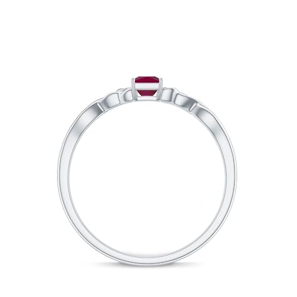 Rosec Jewels Princess Cut Ruby Solitaire Promise Ring for Women - Celtic Knot Ring | Natural and Certified Ruby | AAA Quality, 14K White Gold, Size:US 7.50