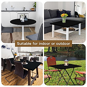 Nacuci Square Fitted Table Cover Elastic Tablecloth Stretch Spandex Table Top Cover Table Topper Cap for Dining Kitchen Home Party Black 34X34 Inch