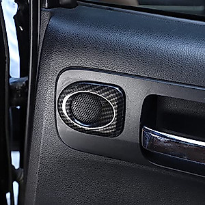 LLKUANG Fit for Toyota Tundra 2007-2021 ABS Back Door Speaker Horn Decoration Frame Cover Trim Car Accessories (Carbon Fiber Pattern)