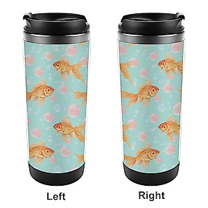 Bubblegum Fish Travel Coffee Mug Reusable Insulated Drinking Cup with Lid for Home Outdoor Works 13 Oz