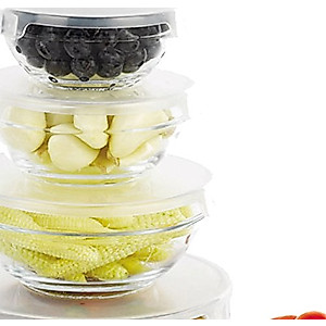 Home Basics Clear Glass Food Storage Containers with Plastic Lids (Clear Lids)
