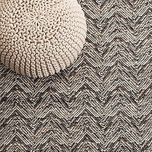 Safavieh Kilim Collection 3' x 5' Beige/Black KLM729B Flat Weave Contemporary Chevron Wool Area Rug