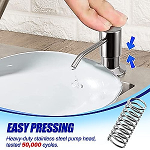 ZBOLI Built in Soap Dispenser for Kitchen Sink Stainless Steel,Mount to Counter Lotion or Dish Soap Dispenser,Brushed Nickel,Refill from The Top,with 10OZ Liquid Bottle