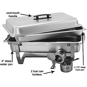 TigerChef Chaffing Dishes Stainless Steel - Chafing Dish Buffet Set - 3 Chafer and Buffet Warmer Sets with Half-Size Pans and Cool-Touch Plastic Handle