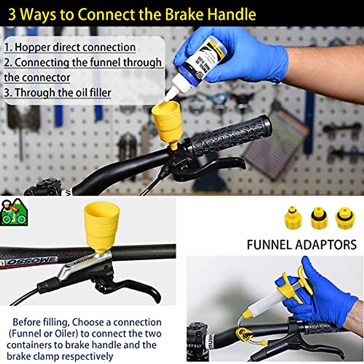 Bike Brake Bleed Kit, Bicycle Bleeder Hydraulic Disc Brake Bleed Kit Tool for SHIMANO, TEKTRO Hydraulic Disc Brakes, Including High Performance Mineral Brake Fluid