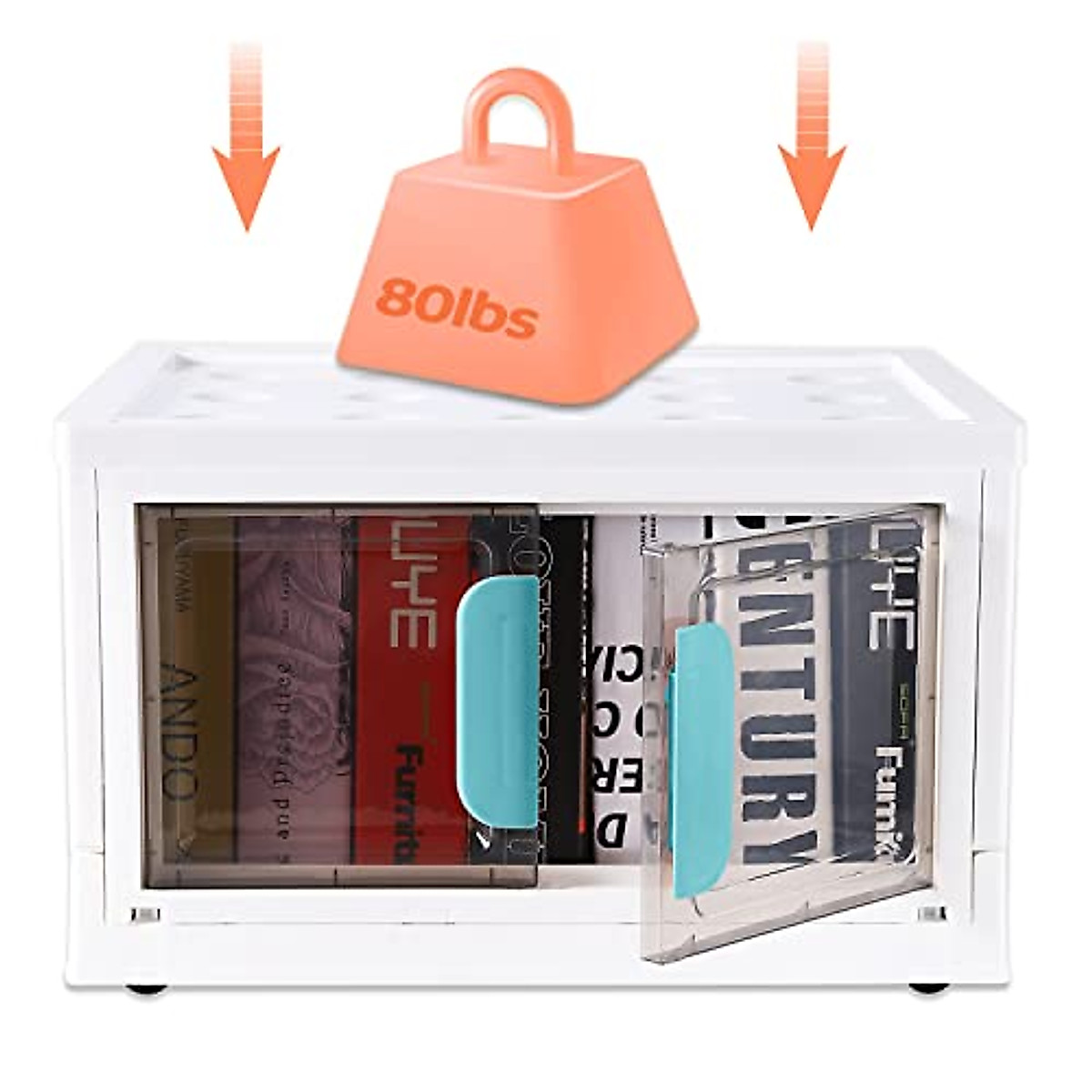 Chemailon Storage Bin with Lid,29 Qt Clear Plastic Toy Organizer Box with Wheels and Visible Clear Door for Home Closet 9.4 x 11.4 x 15.7 Inches 2 Pack