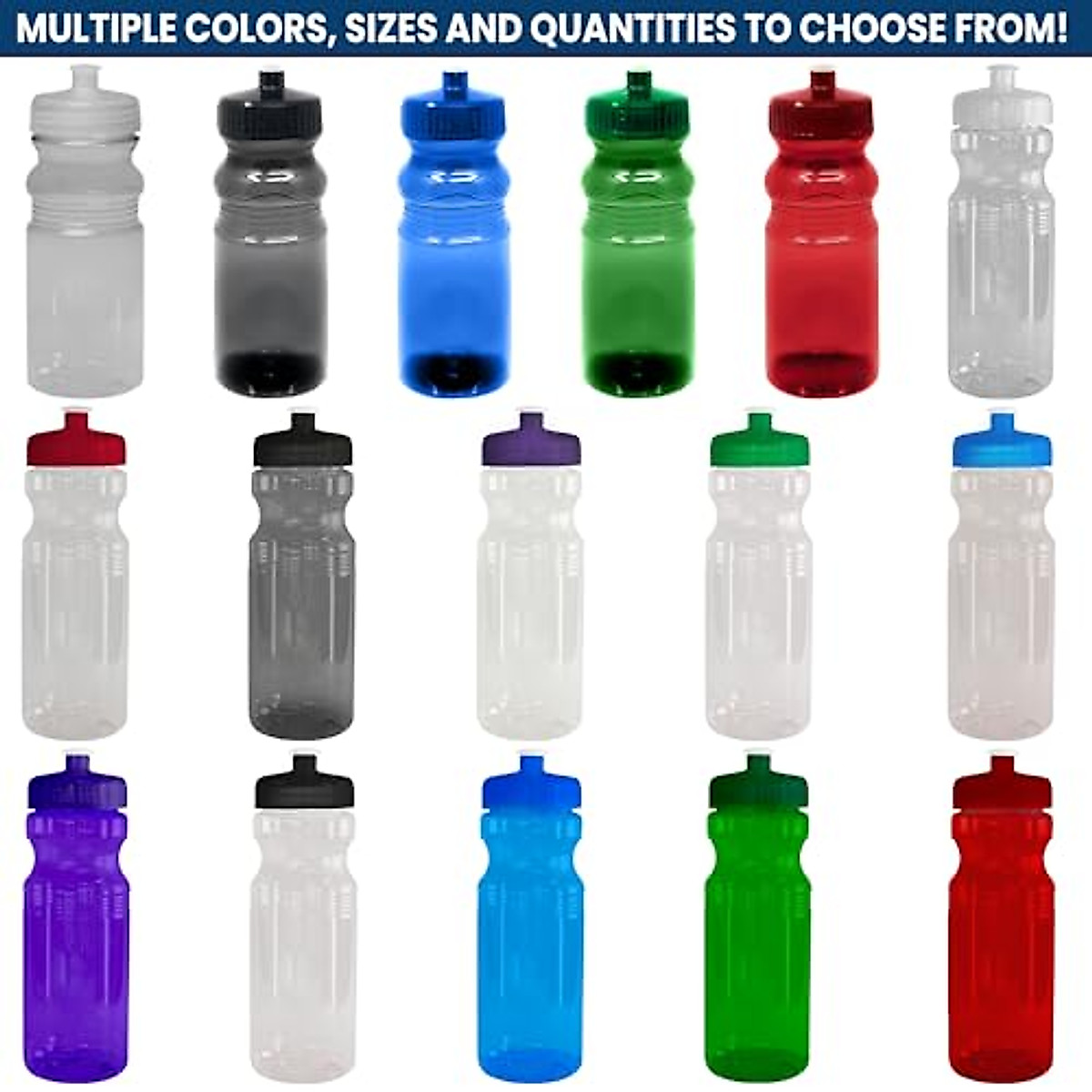 CSBD 20 oz. Bulk Reusable Plastic Water Bottles, 10 Pack, Made in USA, Clear, BPA Free, Perfect for Gym, Cycling, Hiking, Yoga, Fits Bike Cages, Ideal for Sports Teams, Parties, Customizable