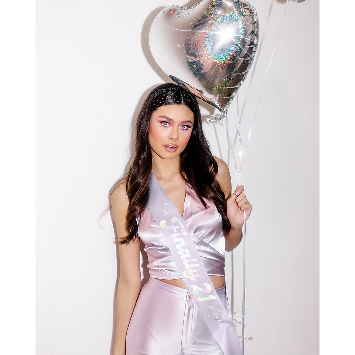 xo, Fetti Finally 21 Sash - Purple + Iridescent Foil | Fun Birthday Party Decorations, 21st Birthday Decor, HBD, Groovy Disco Bday, Finally 21, Cute Birthday Sash