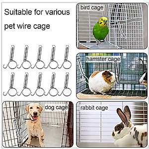 Cotsdan 20Pcs Spring Door Latch for Cages Metal Finger Spring Hooks 2 Sizes Multi-Functional Wire Cage Spring Latch Security for Fixing Pet Cage Door Dog Cat Hamsters Bunny Bird Parrot Cages Hook