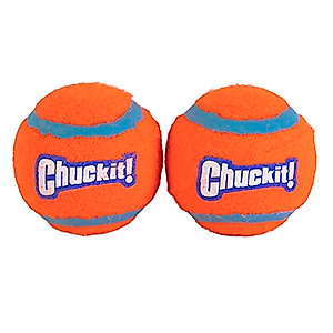 Chuckit Dog Tennis Ball Dog Toy, Small (2 Inch Diameter) for dogs 0-20 lbs, Shrink Wrap Pack of 2