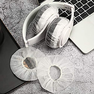 BBTO 300 Pieces Non-Woven Sanitary Headphone Ear Cover Disposable Headset Covers Fabric Earpad Covers for Headphones (White, L-11 cm)