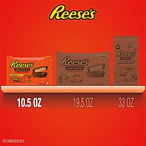 REESE'S Milk Chocolate Snack Size Peanut Butter Cups, Candy Bag, 10.5 oz