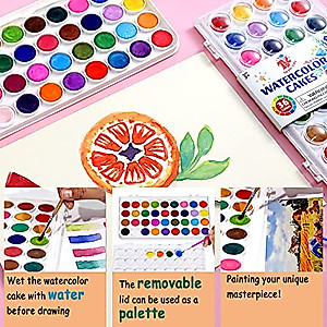 TBC The Best Crafts 36 Colors Watercolor Paint Set, Portable Travel Watercolor Pan Set with Paint Brush, Student Quality Watercolor Cake for Kids