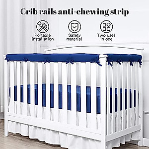 Macabaka Bed Rail Covers,3 Piece Bed Rail Covers for Teething,Bed Rail Cover Protector Set from Chewing,Safe Teething Guard Wrap for Standard Rail Cover for Bedroom(Navy Blue)