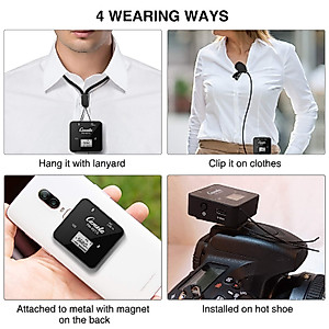 Camola UHF Wireless Microphone for Camera DSLR,Movie Lavalier Mic with Receiver USB Wireless Microphone for Interview&Wireless Lavalier Microphone for Smartphone for Vlogging Video Recording