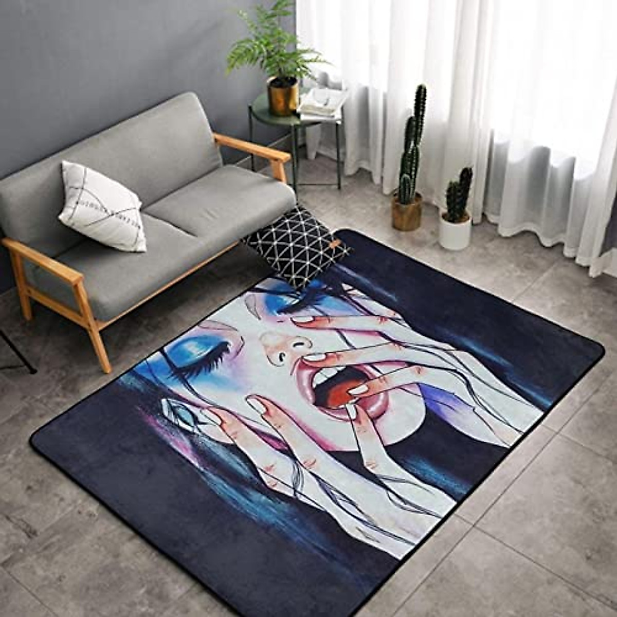 SWEET TANG Bedroom Living Room Kitchen Big Size Area Rug Home Art - Goth Gotik Gothic Melancholy Women Girl Art Floor Pad Rugs Fast Dry Bathroom Rug Mat Yoga Mat Throw Rugs Carpet 60 x 39 Inch