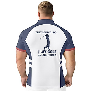 HIVICHI Golf Shirts for Men Polo Shirt for Men Funny Polo Shirt Swing American Flag Shirts Patriotic Crazy Dry Fit Golf Gifts