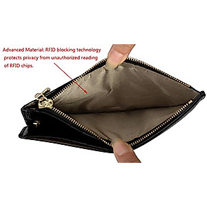 YALUXE Women's RFID Blocking Genuine Leather Multi Card Organizer Wallet with Zipper Pocket RFID Blocking Black