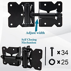 Self Locking Gate Latch and Gate Hinges Set Heavy Duty Hardware Hinges for Vinyl and Wood Fence with Installation Screws and Swing Adjuster Tool Heavy Duty 1 Gate Latch 2 Gate Hinges