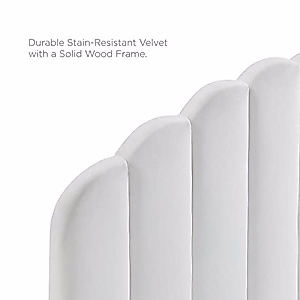 Modway Veronique Channel Tufted Performance Velvet Upholstered California King Headboard in White, King King