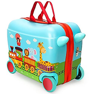 emissary Ride on Suitcase for Kids, 17” Kids Ride On Luggage for Kids, Kids Luggage With Wheels For Girls Boys, Kids Suitcases For Girls Boys,Kids Ride On Suitcase with Wheels