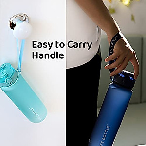 Life Bottle 32 oz Water Bottle with Strap. Tritan Fruit Infuser Flip Top Water Bottles With Times To Drink. No Quotes! Motivational Water Bottle with Time Marker. Dishwasher Safe 32 oz Water Bottles